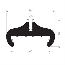Rubber Raam profiel 50x26mm. Tevens maatwerk