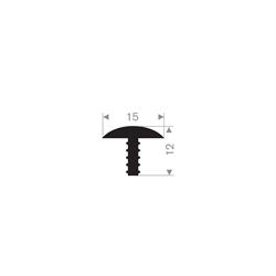 Rubber T-profiel 15x12mm. Tevens maatwerk