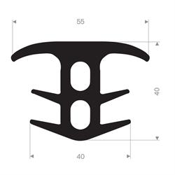 Rubber T-profiel 55x40mm. Tevens maatwerk