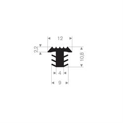 Rubber T-profiel 9x10,8mm. Tevens maatwerk