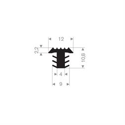 Rubber T-profiel 9x10,8mm. Tevens maatwerk